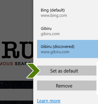 Set Gibiru as your default search engine in Edge – Gibiru
